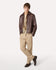 Brown leather jacket, white, man | Lardini